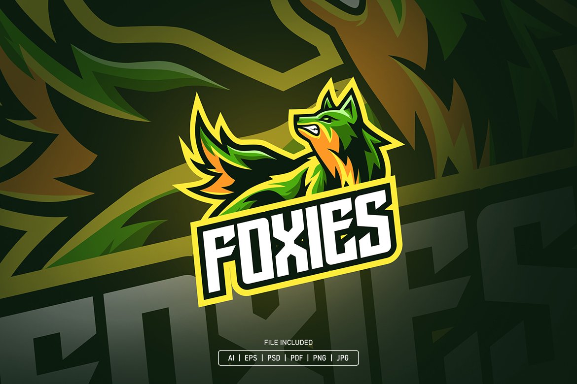 green foxies mascot logo