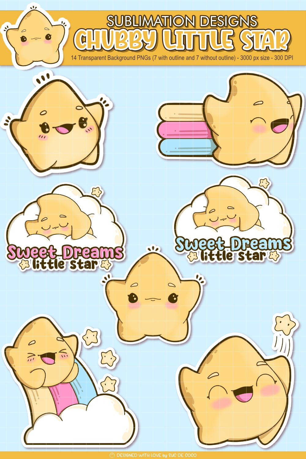 CHUBBY LITTLE STAR SUBLIMATION AND STICKERS DESIGN