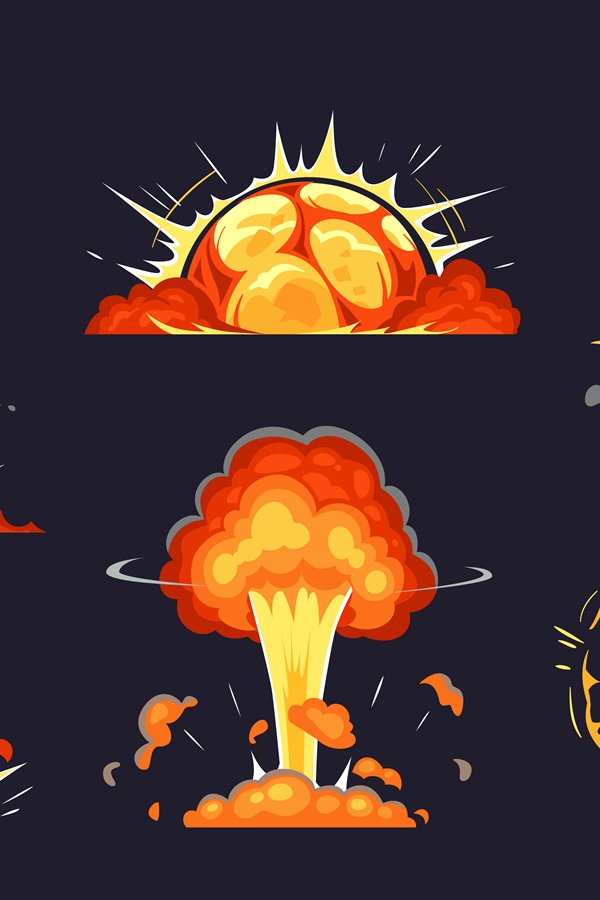 Cartoon bomb explosion. Dynamite explosions, danger explosiv