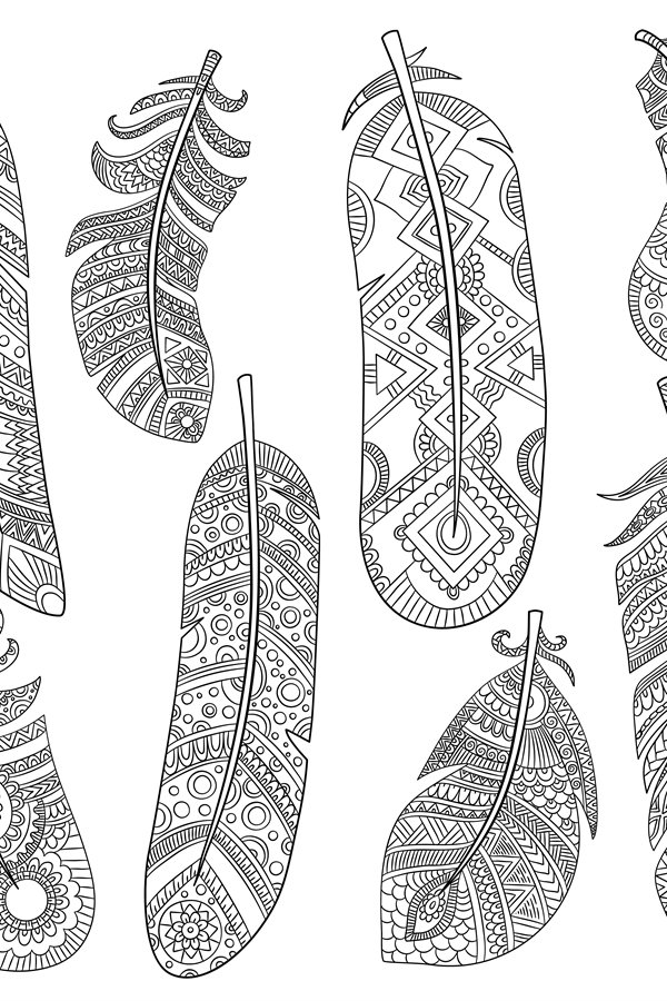 Indian tribal feathers. Fashion aztec bird american pattern