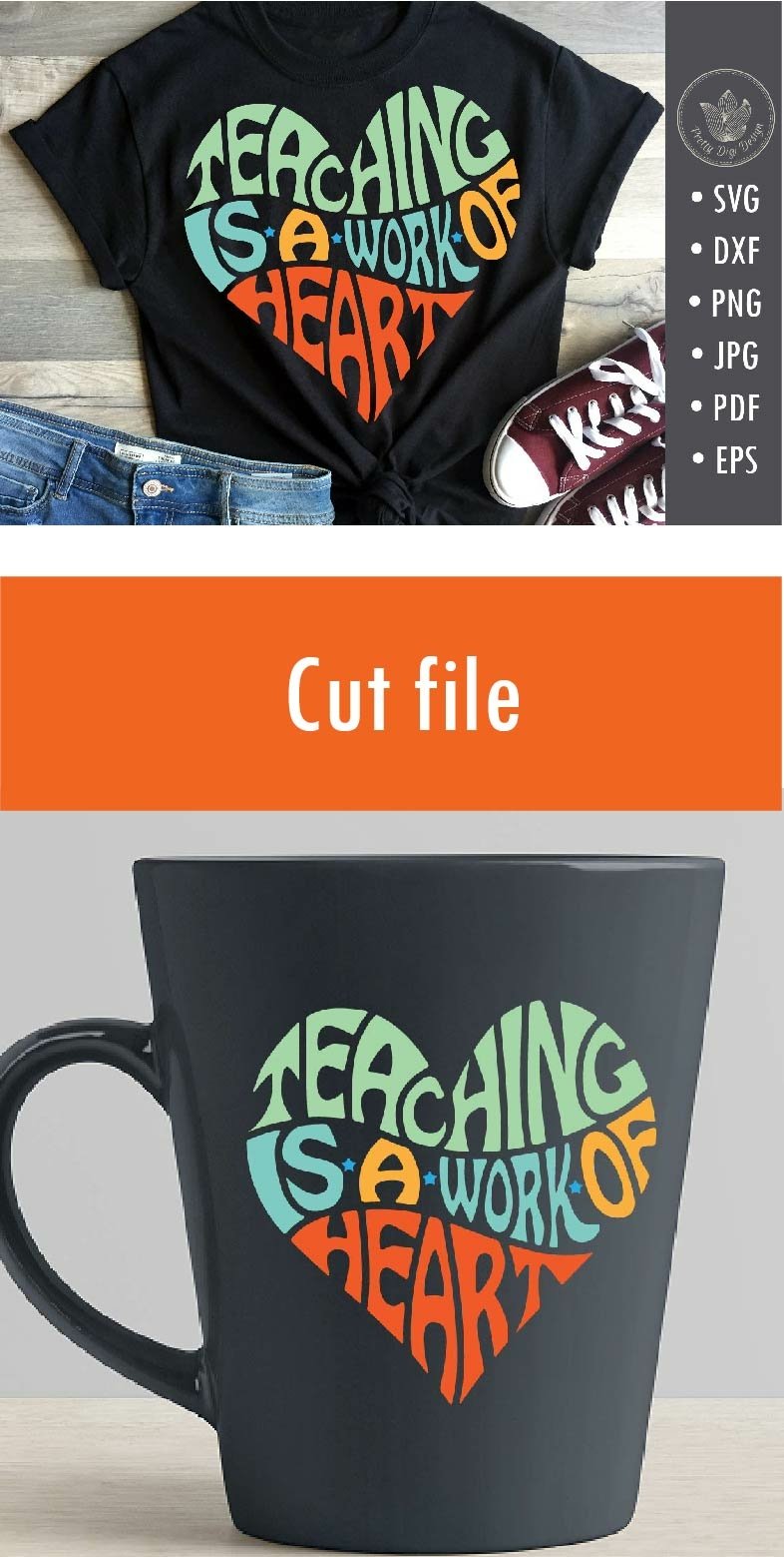 Teaching is a Work of Heart Cut File | Teacher Word Art