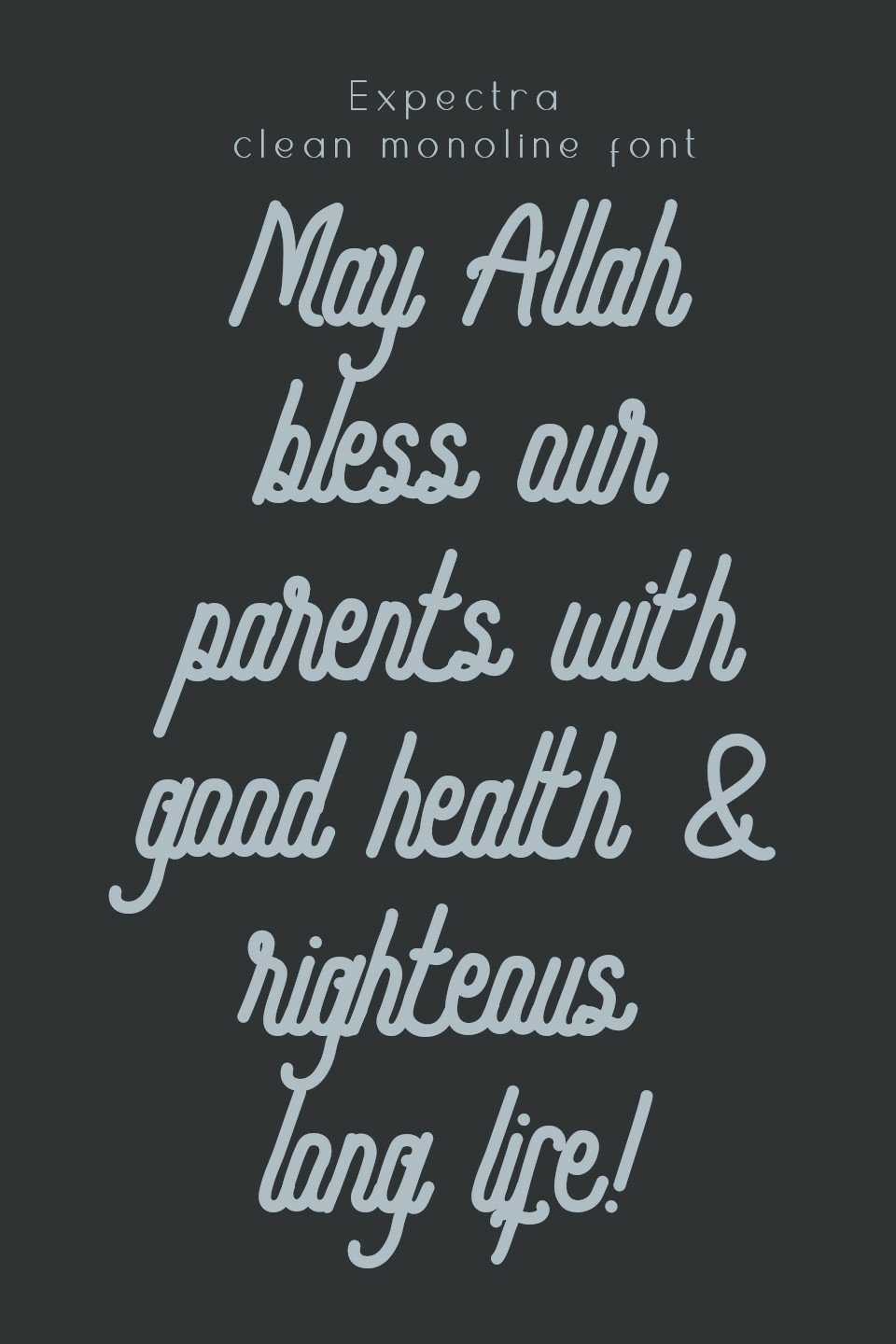 Expectra monoline embroidery font