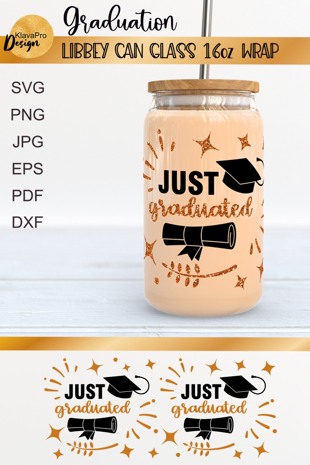 Graduation Libbey glass 16oz | Can glass wrap svg (2378130)