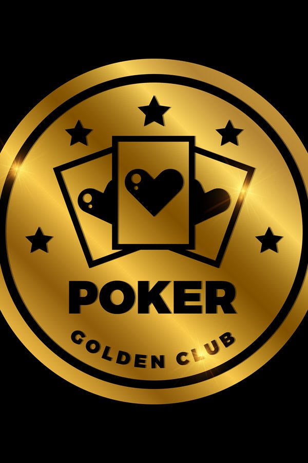 Shine golden poker label design. Golden vector casino icon