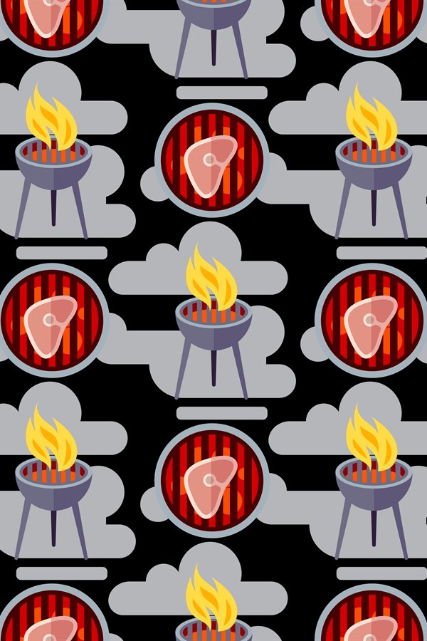 BBQ seamless pattern design with meat - food background