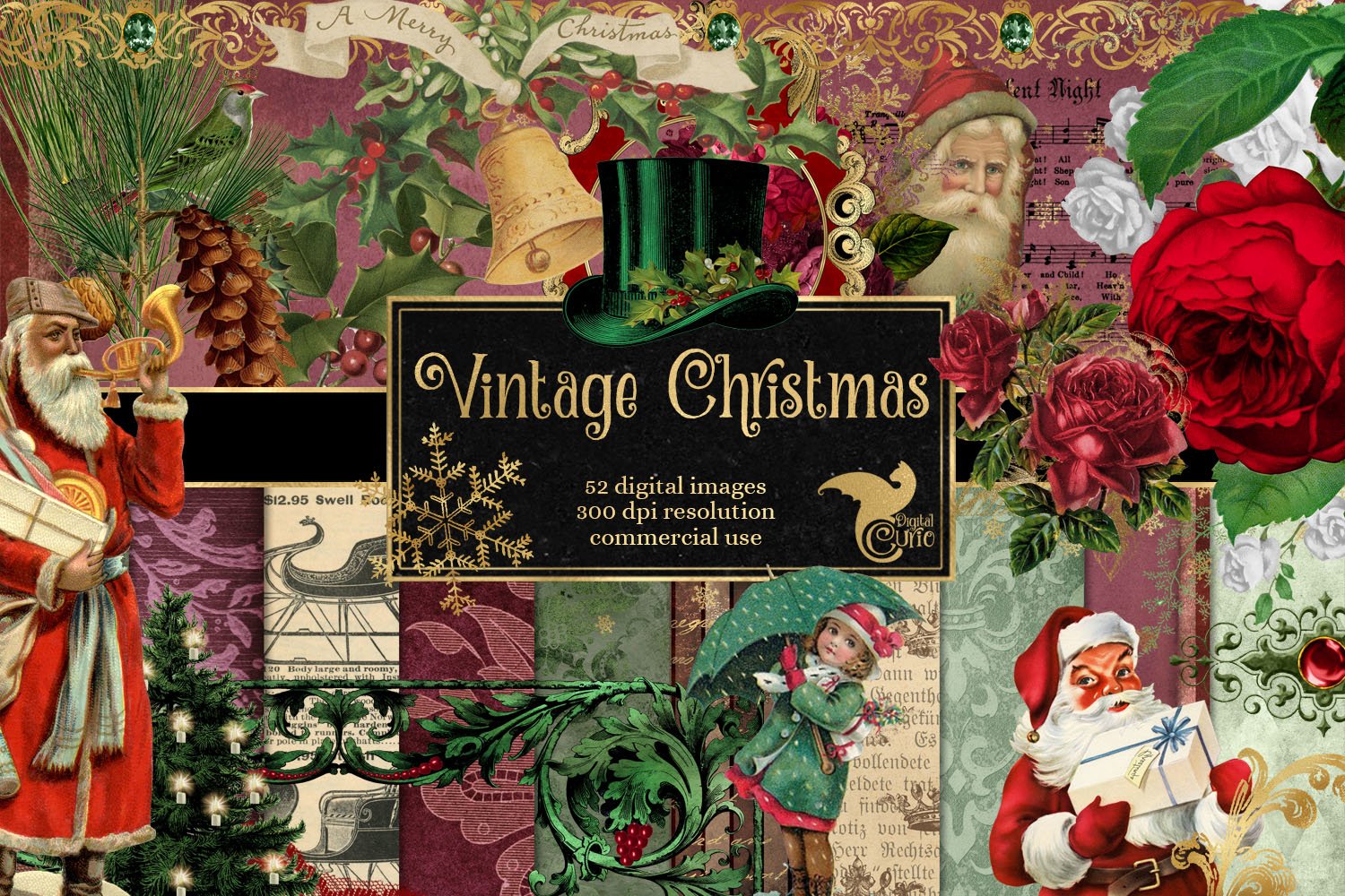 Vintage Christmas Digital Scrapbooking Kit