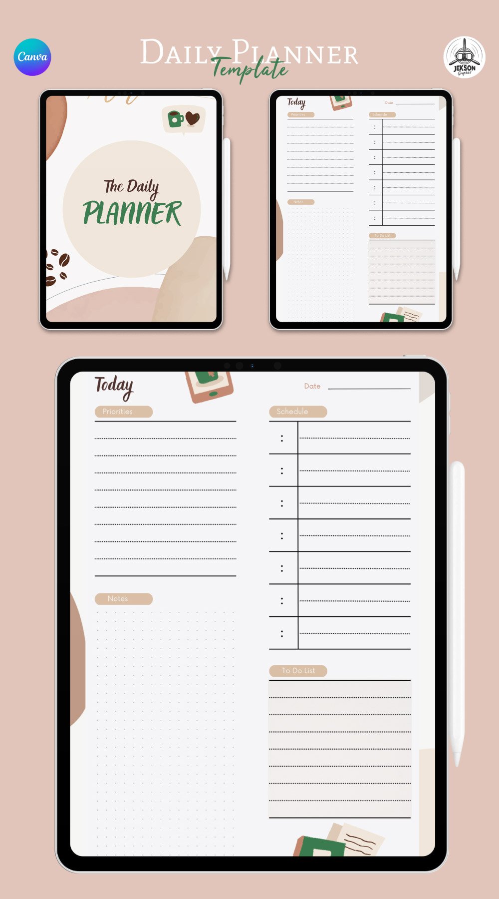 Canva Template | Daily Planner Editable Pages