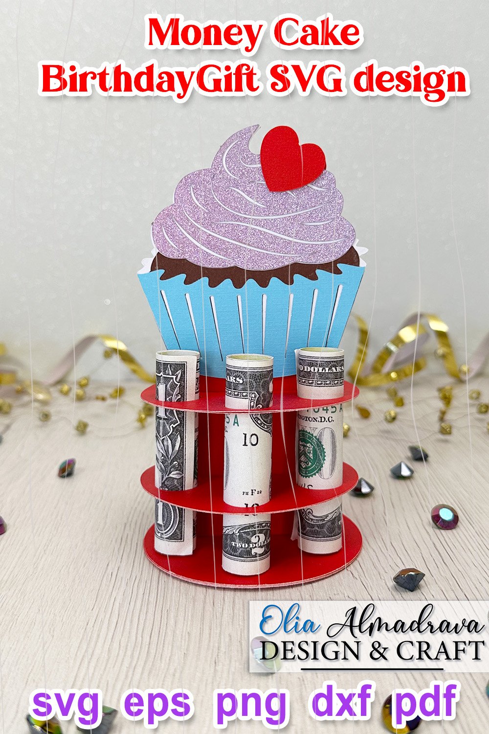 Birthday Money Cake SVG|Money cupcake Svg|Money Holder Svg