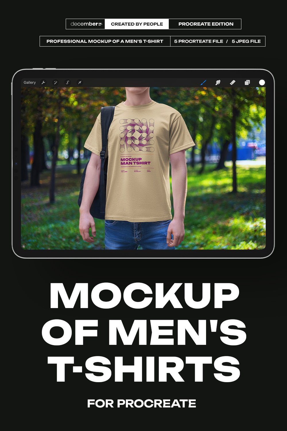 5 Mockups Man T-Shirt on the Street for Procreate