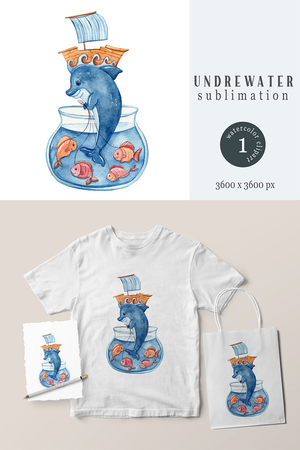 Cute nautical sublimation - watercolor clipart -1 png file