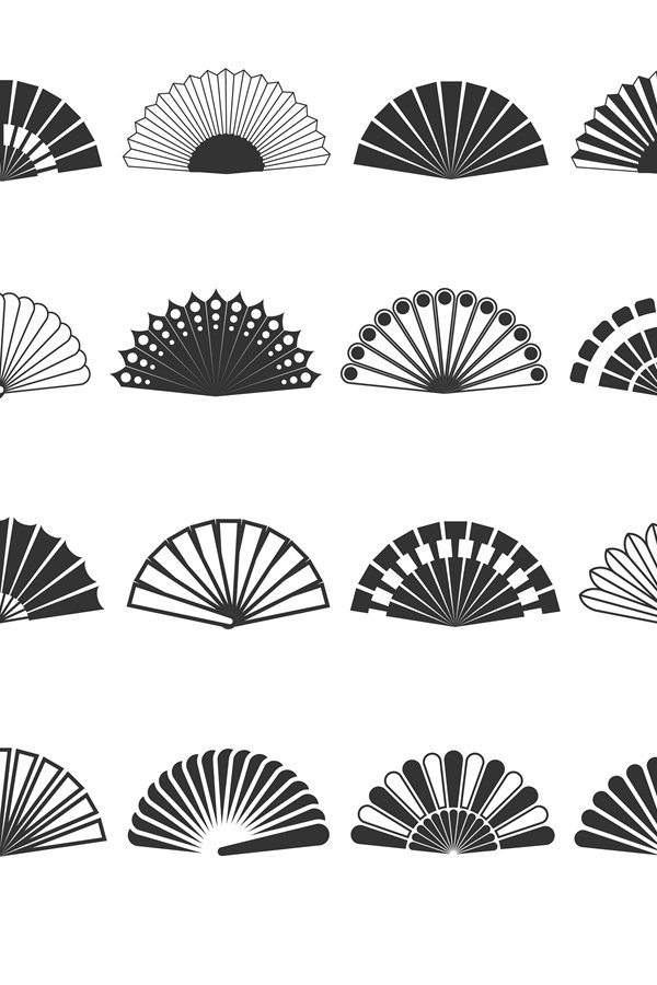 Hand fan vector icons
