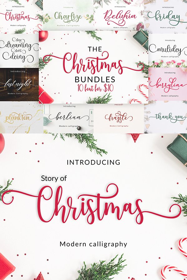 The Christmas Bundles 10 Fonts For $5 (951749)