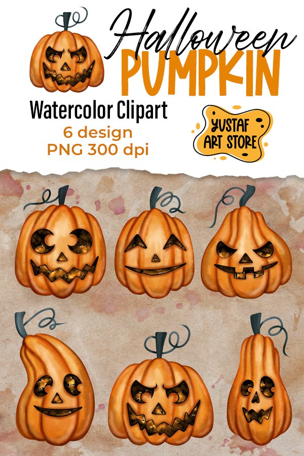 Halloween Pumpkin 6 watercolor clipart