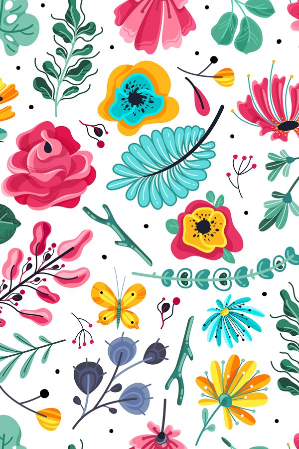 Floral seamless pattern. Spring summer garden colorful flowe