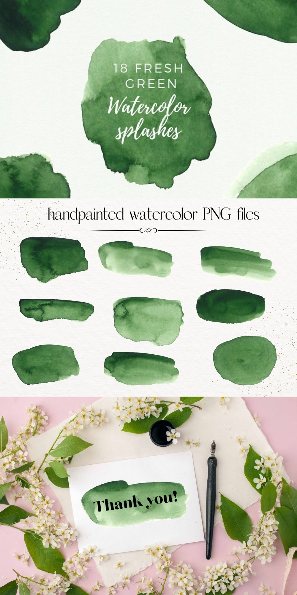 Green Watercolor Splash Clipart, Fresh Green (2484312)
