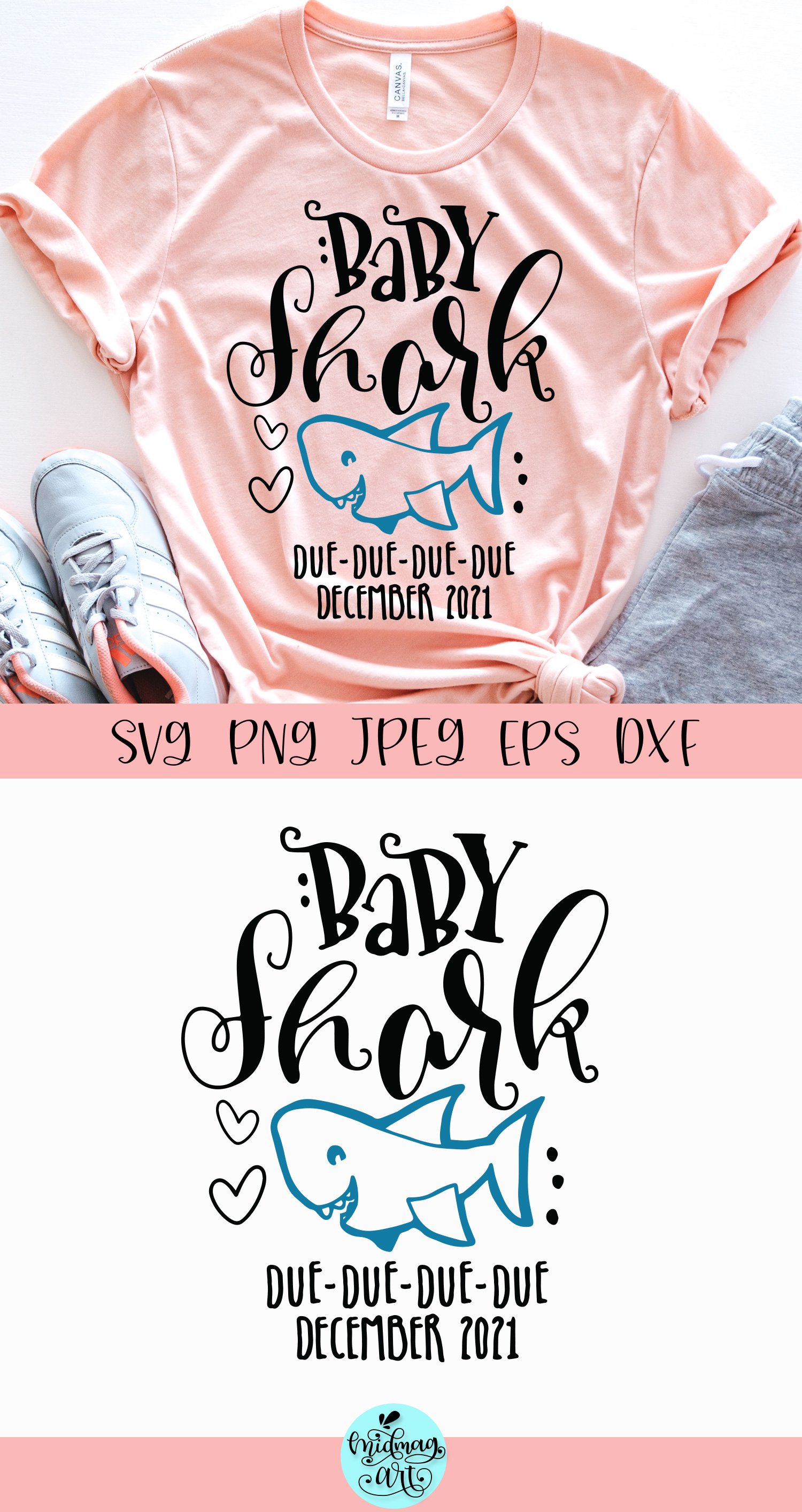 Baby shark due december svg, pregnancy svg