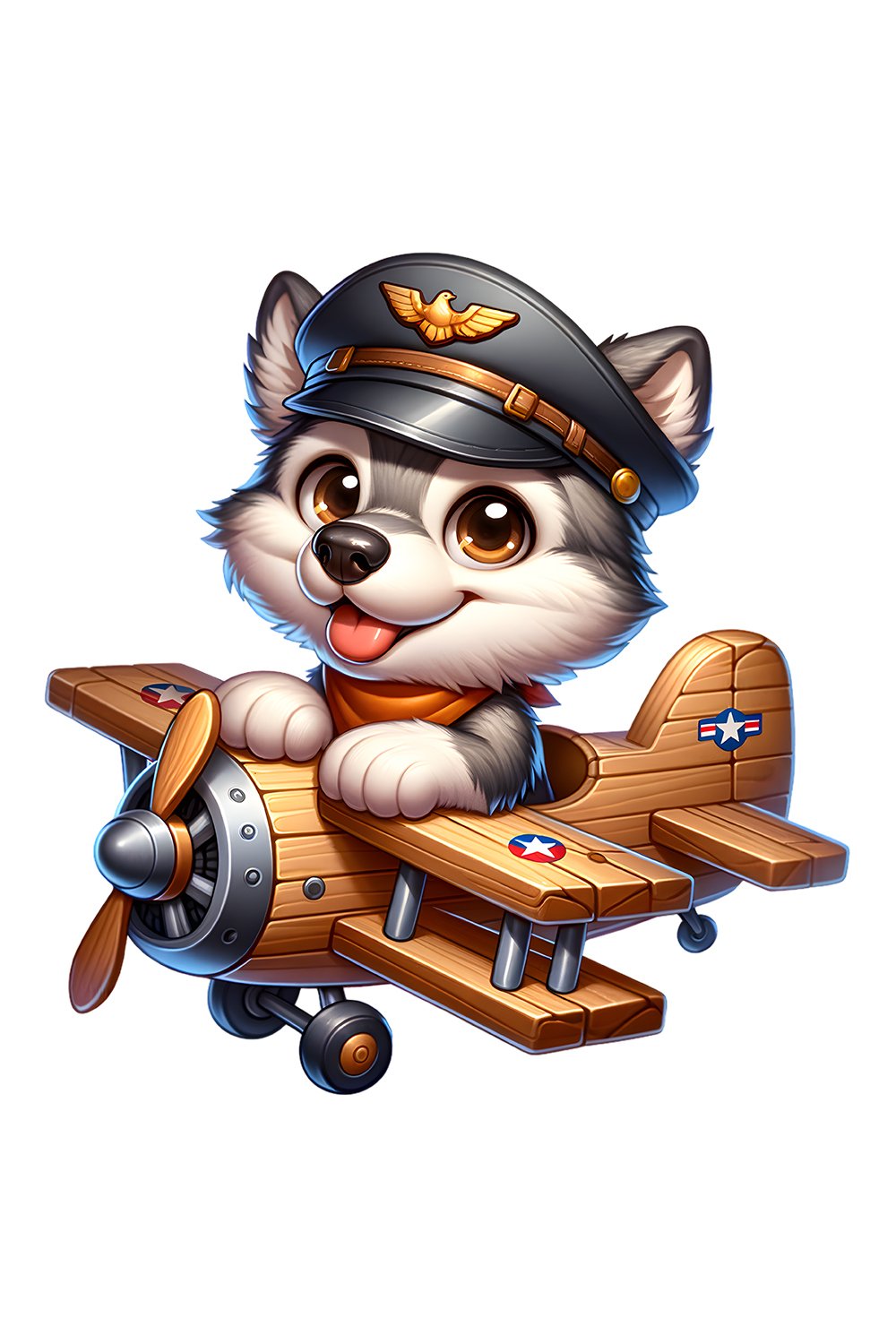 Wolf Riding on the Plane PNG Sublimation Clipart