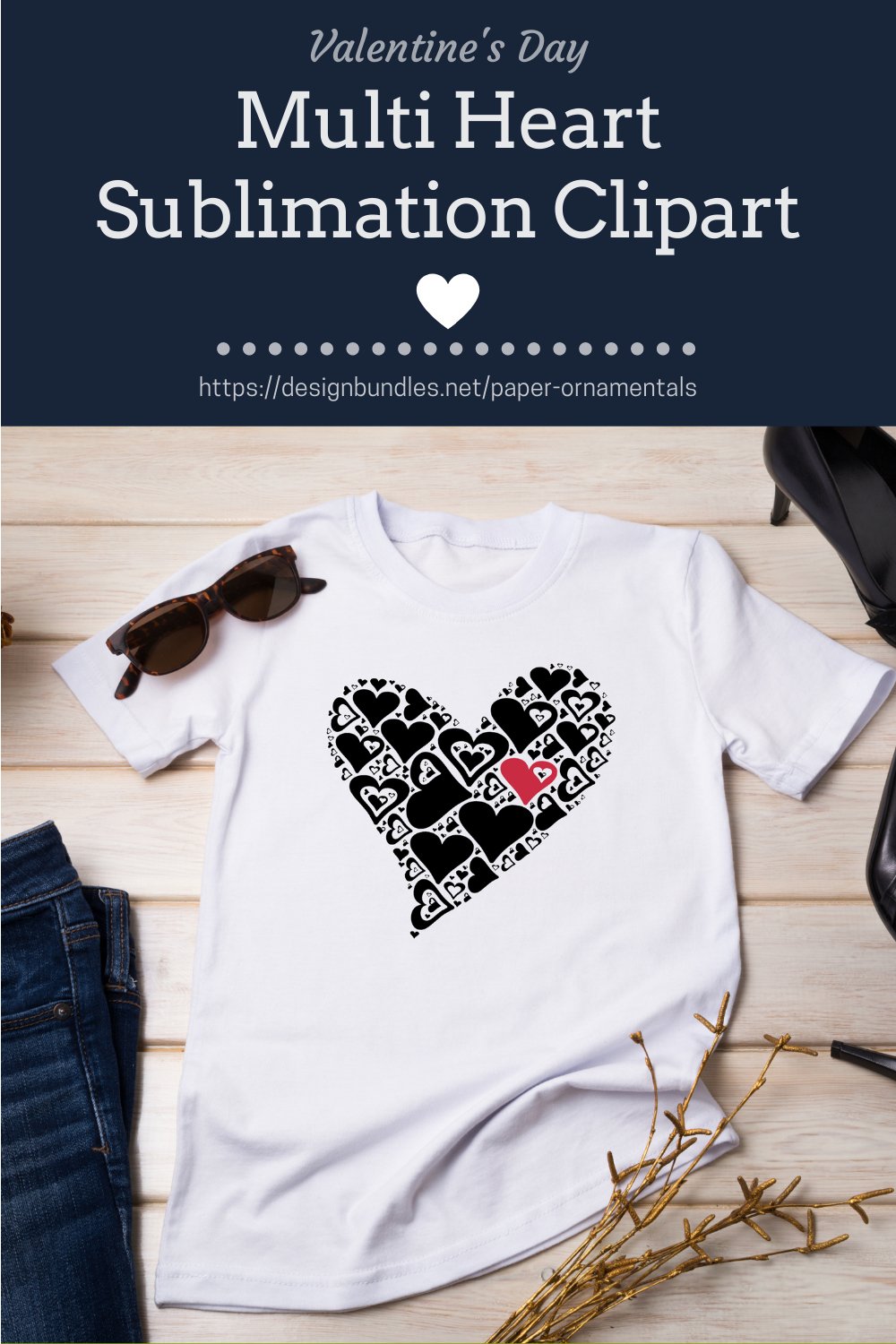 Valentine Sublimation Clip Art, Black Colored Multi Hearts