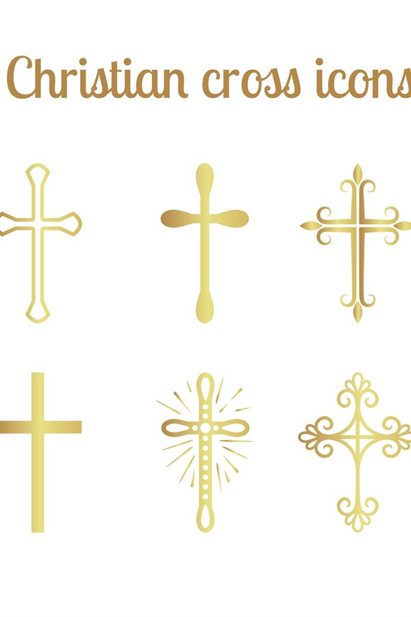 Golden christian cross set