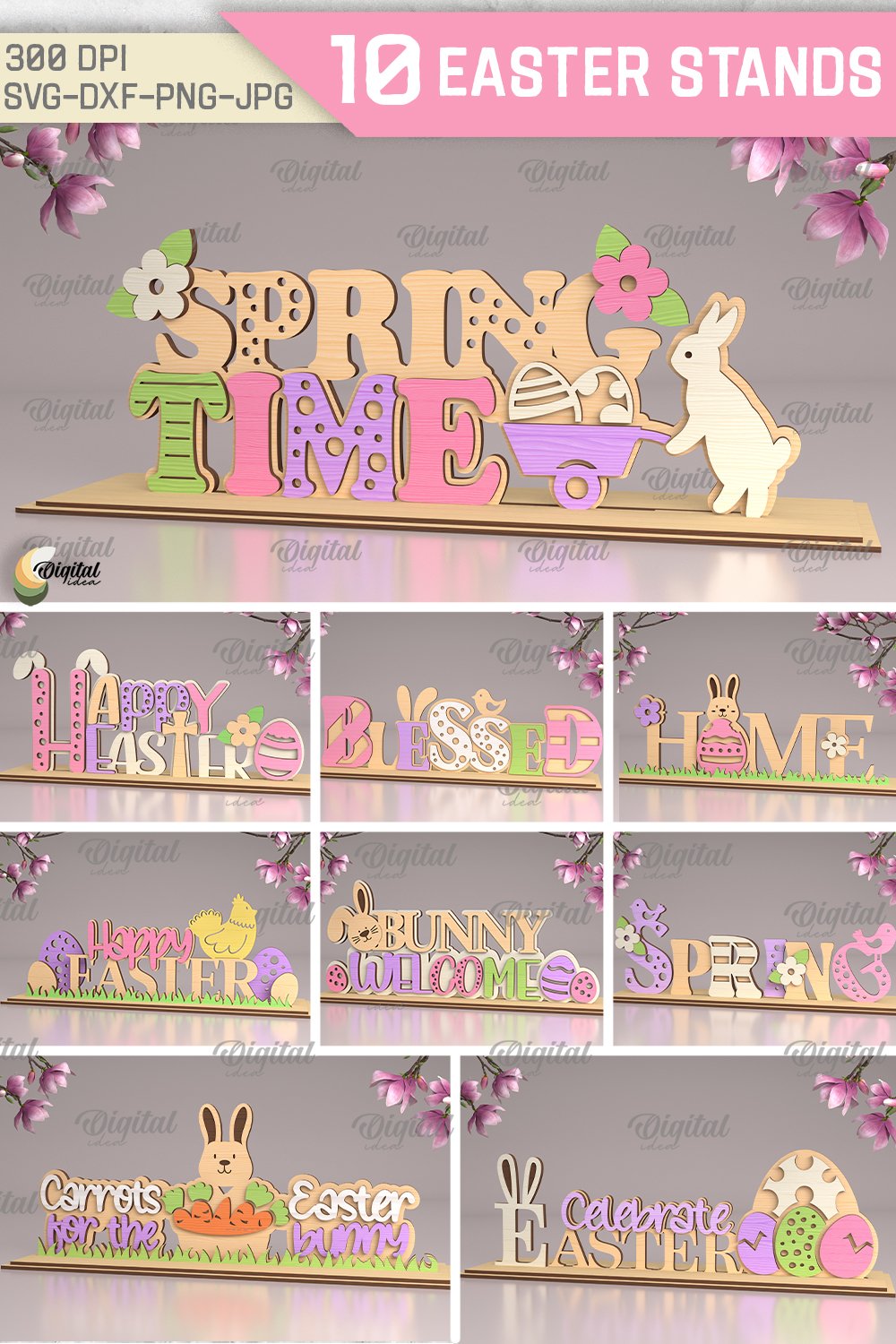 Easter Stands SVG Bundle. 3D Stands Laser Cut