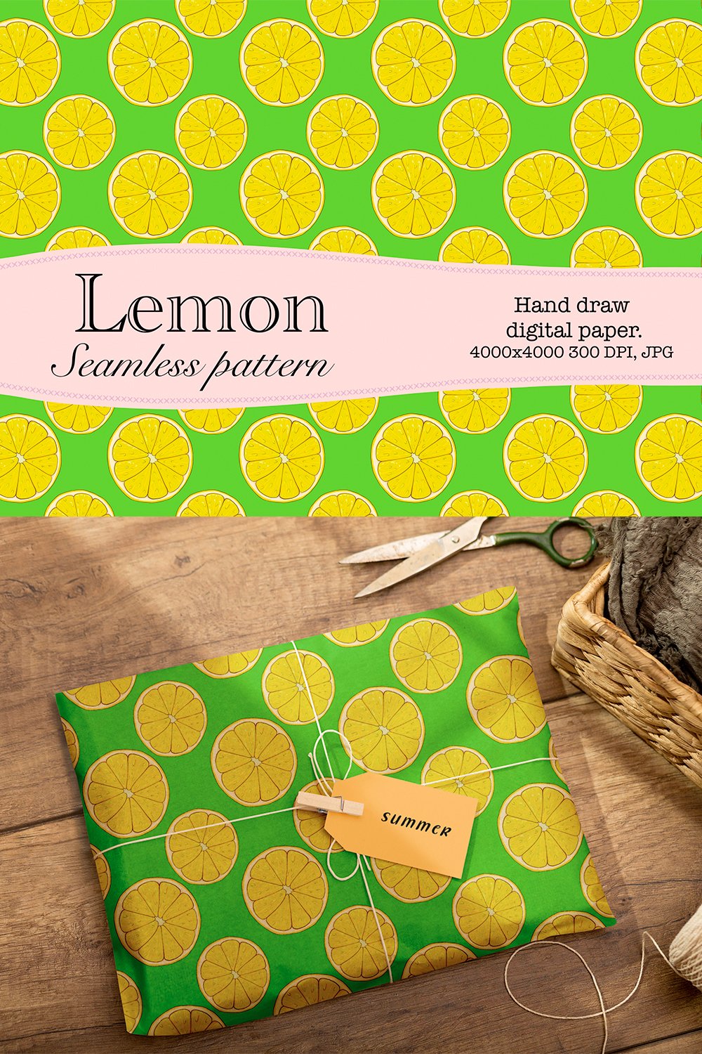 Citrus seamless pattern.Summer Fruit digital Paper,lemon