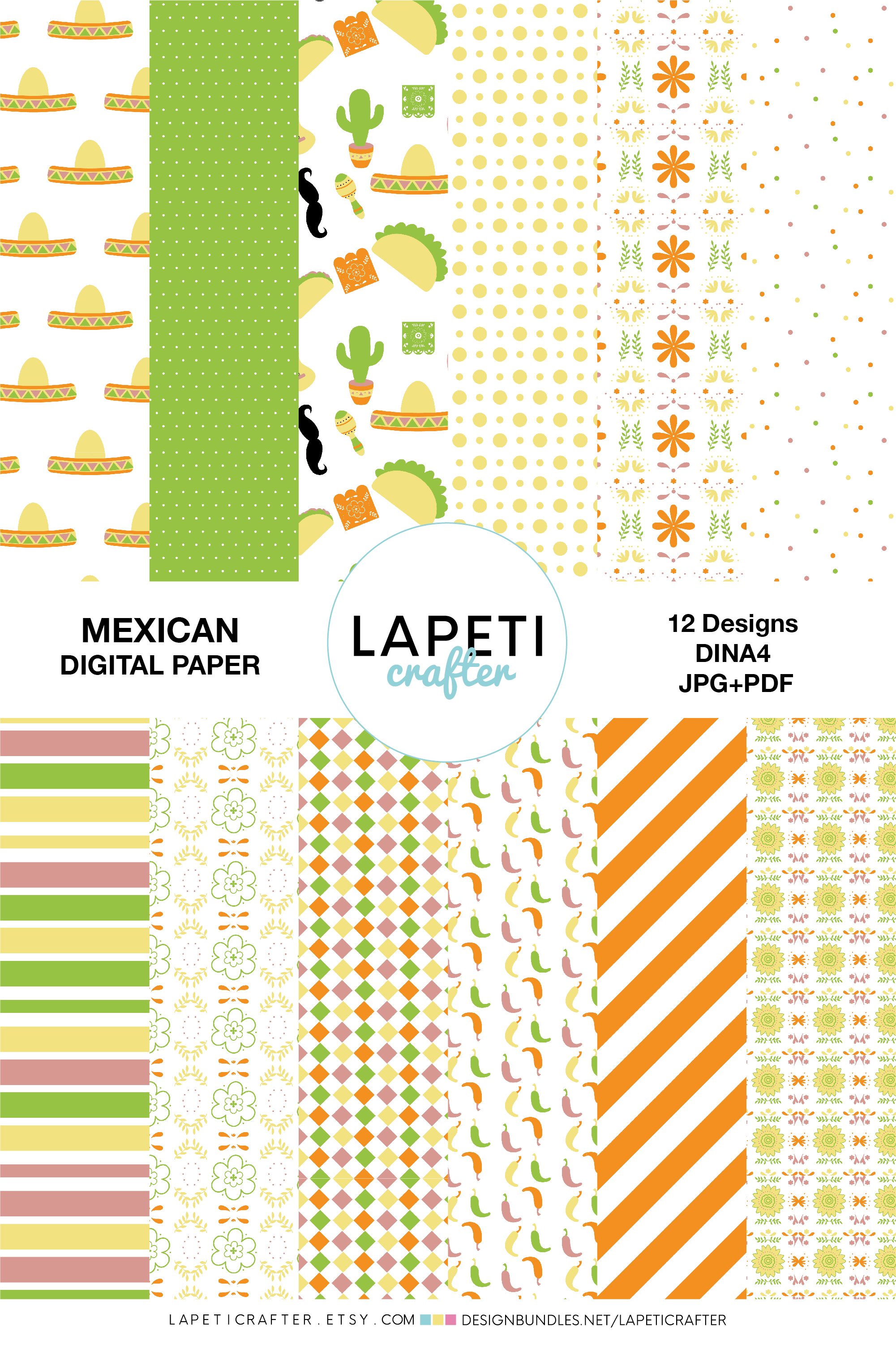 Cinco de Mayo digital papers designed for scrapbooking