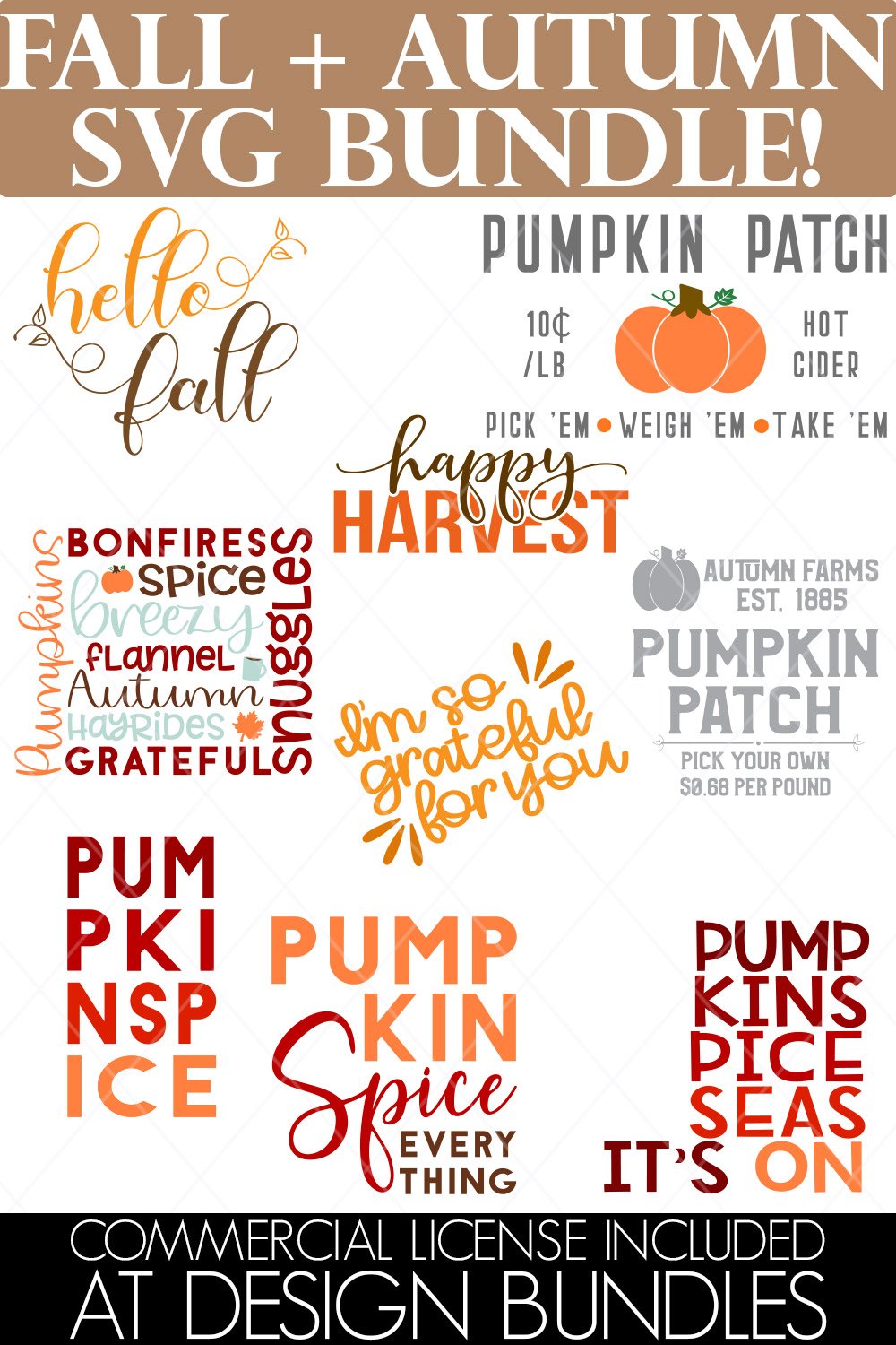 Fall SVG Bundle for Autumn, Thanksgiving, and Fall