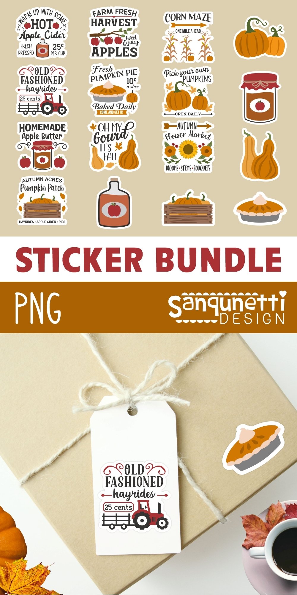 Fall Market Stickers | Autumn PNG stickers