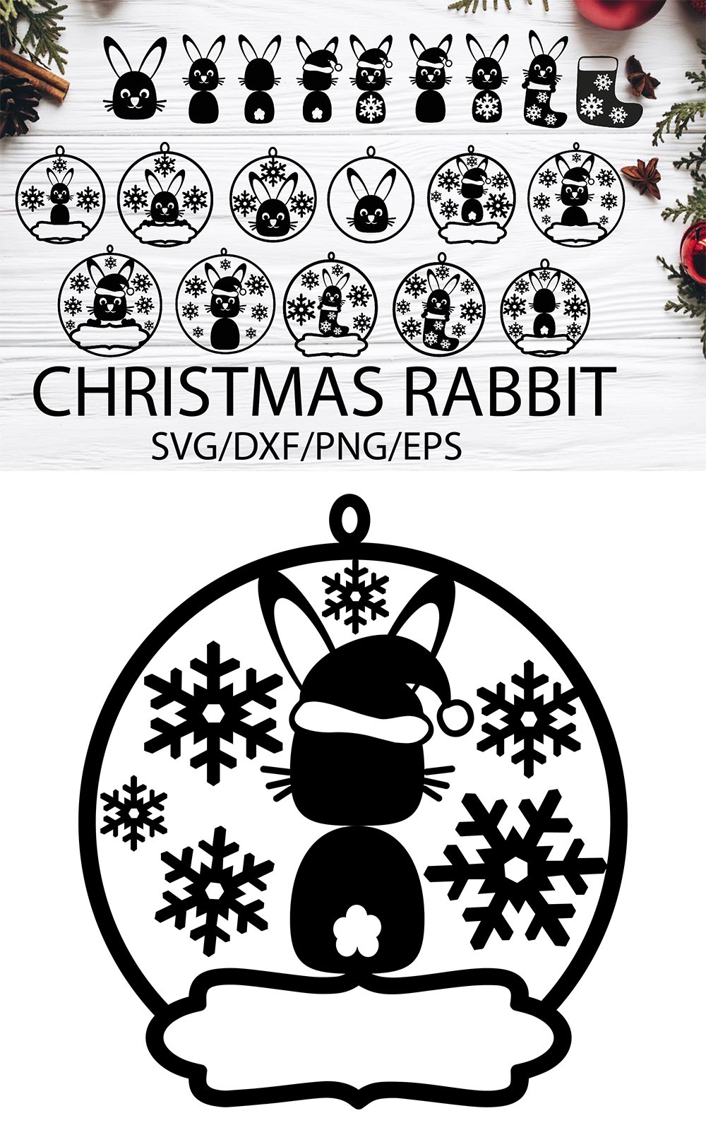 Christmas, Rabbit, christmas svg, ornament, SVG, bundle,