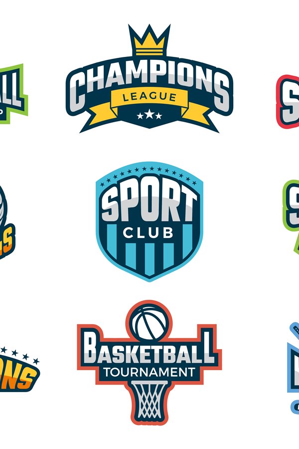 Sport logos. Emblem of college team cup competitions athlete