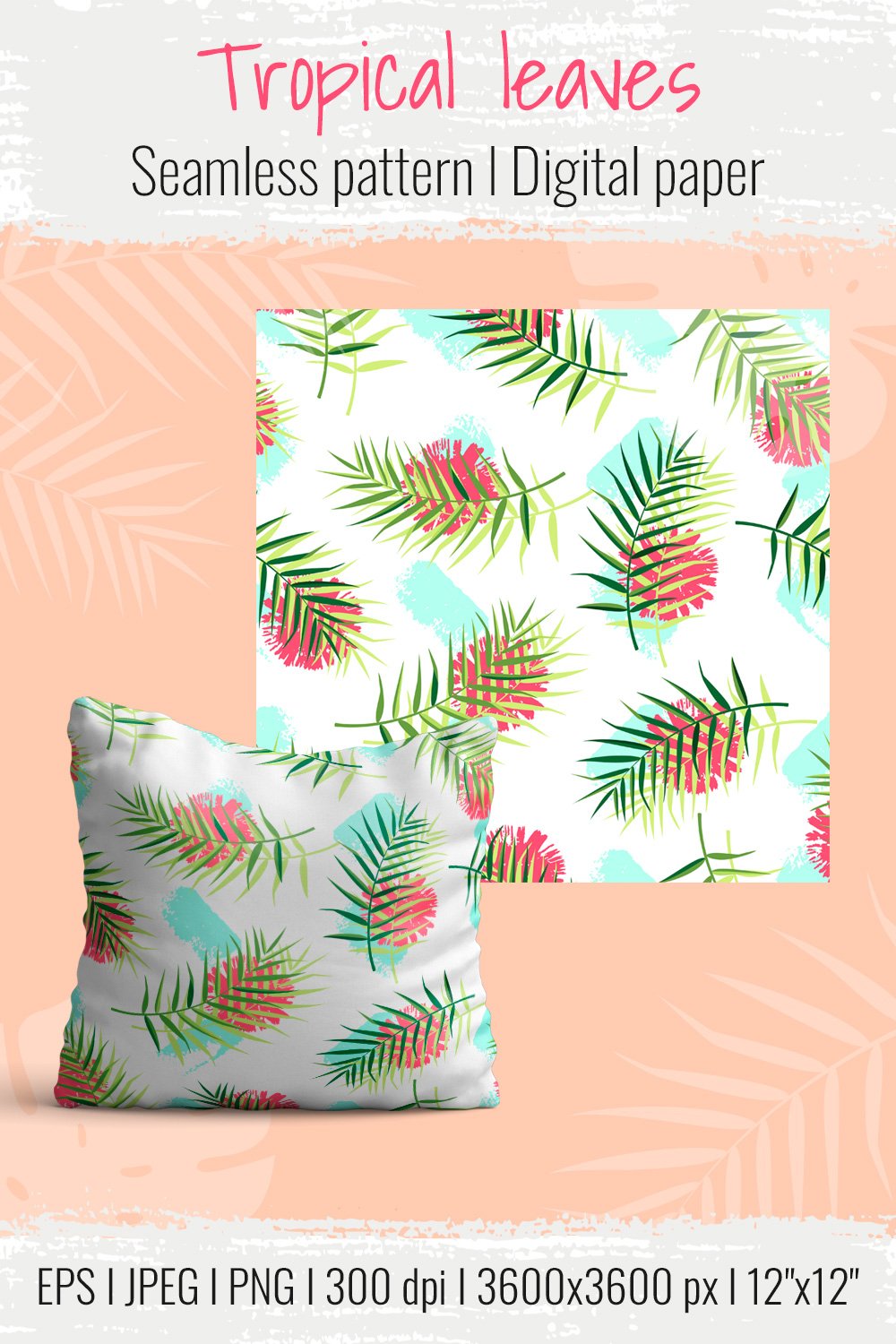Tropical leaves pattern I Digital paper I EPS JPEG (846930)