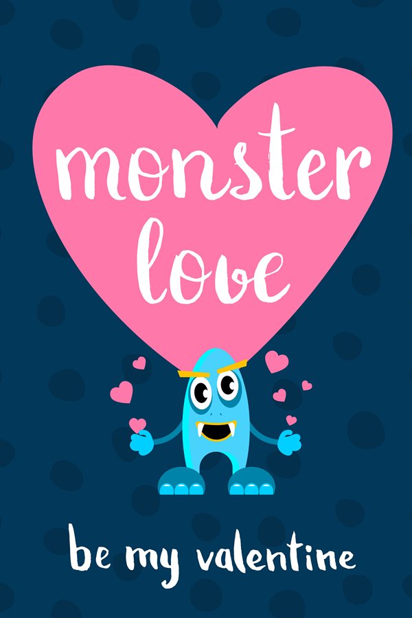 Vector Valentines Day monster love card with (779547)