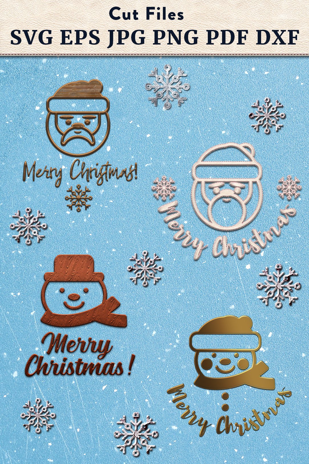 Christmas cut files bundle. Santa Claus SVG. Snowman SVG.