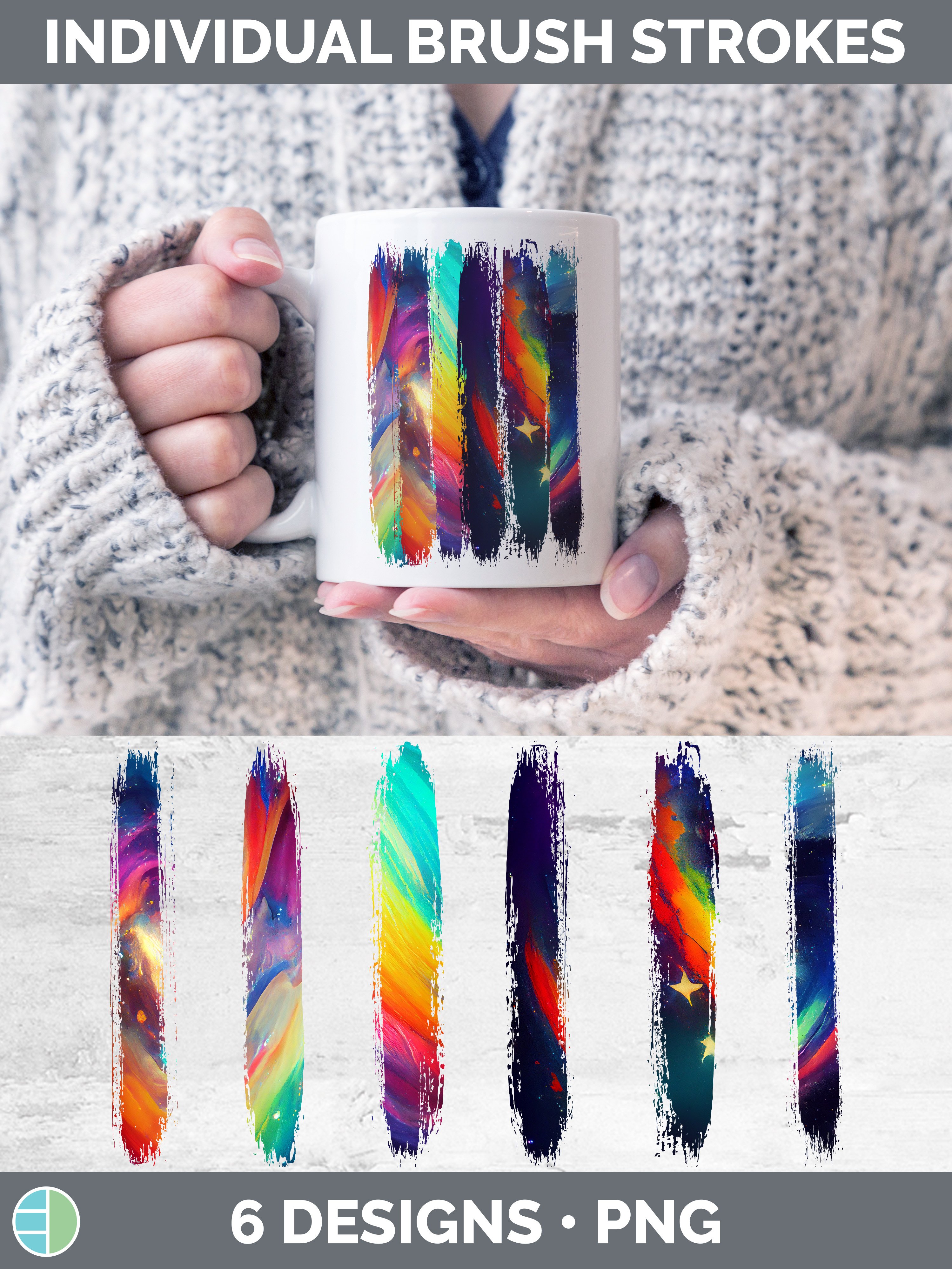Rainbow Brush Strokes PNG | Sublimation Designs