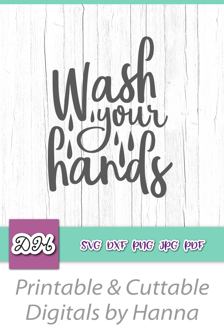 Wash Your Hands Bathroom Sign Cut File SVG DXF PNG JPG PDF