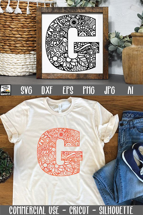 Letter G SVG Cut File|Mandala Monogram Letter G SVG File