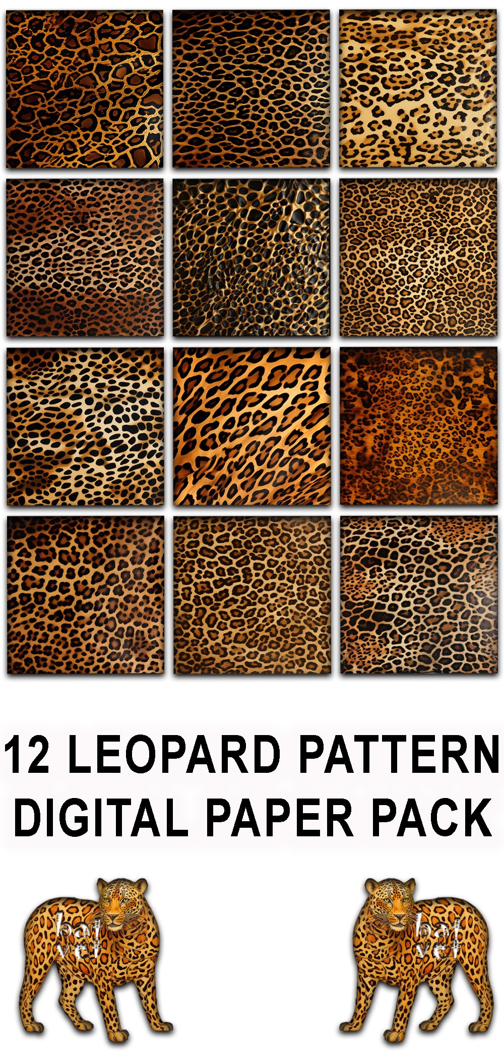 Leopard Pattern Digital Paper Pack | Cheetah Background