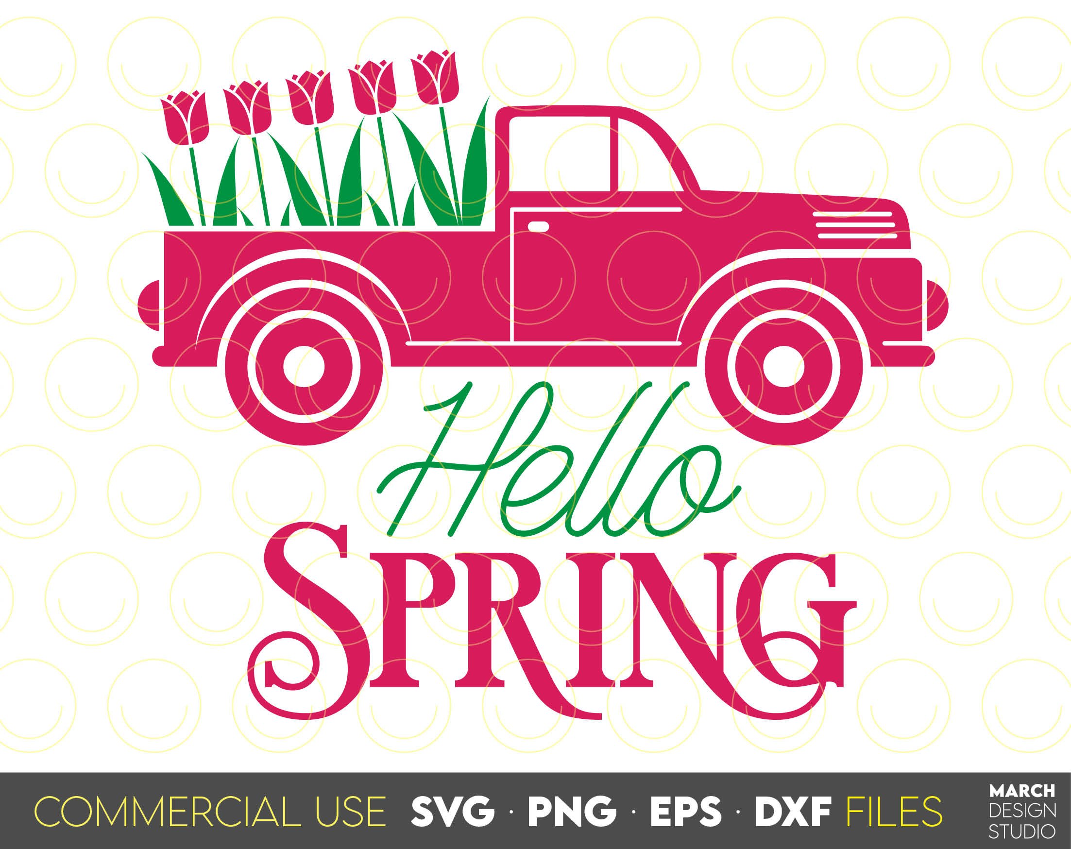 Spring Truck SVG, Hello Spring SVG, Tulips SVG, Easter Truck