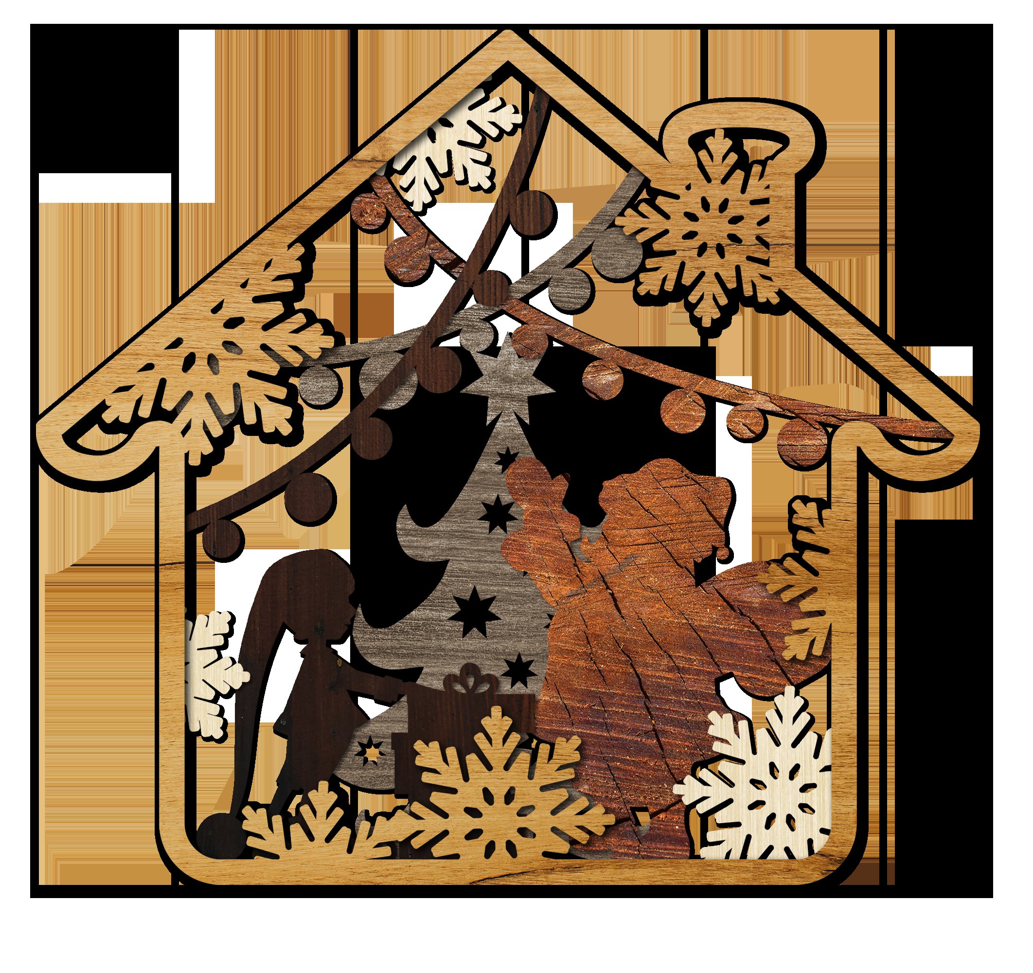 WINTER HOUSE Multilayer Laser Cut Files, X-mas Ornament