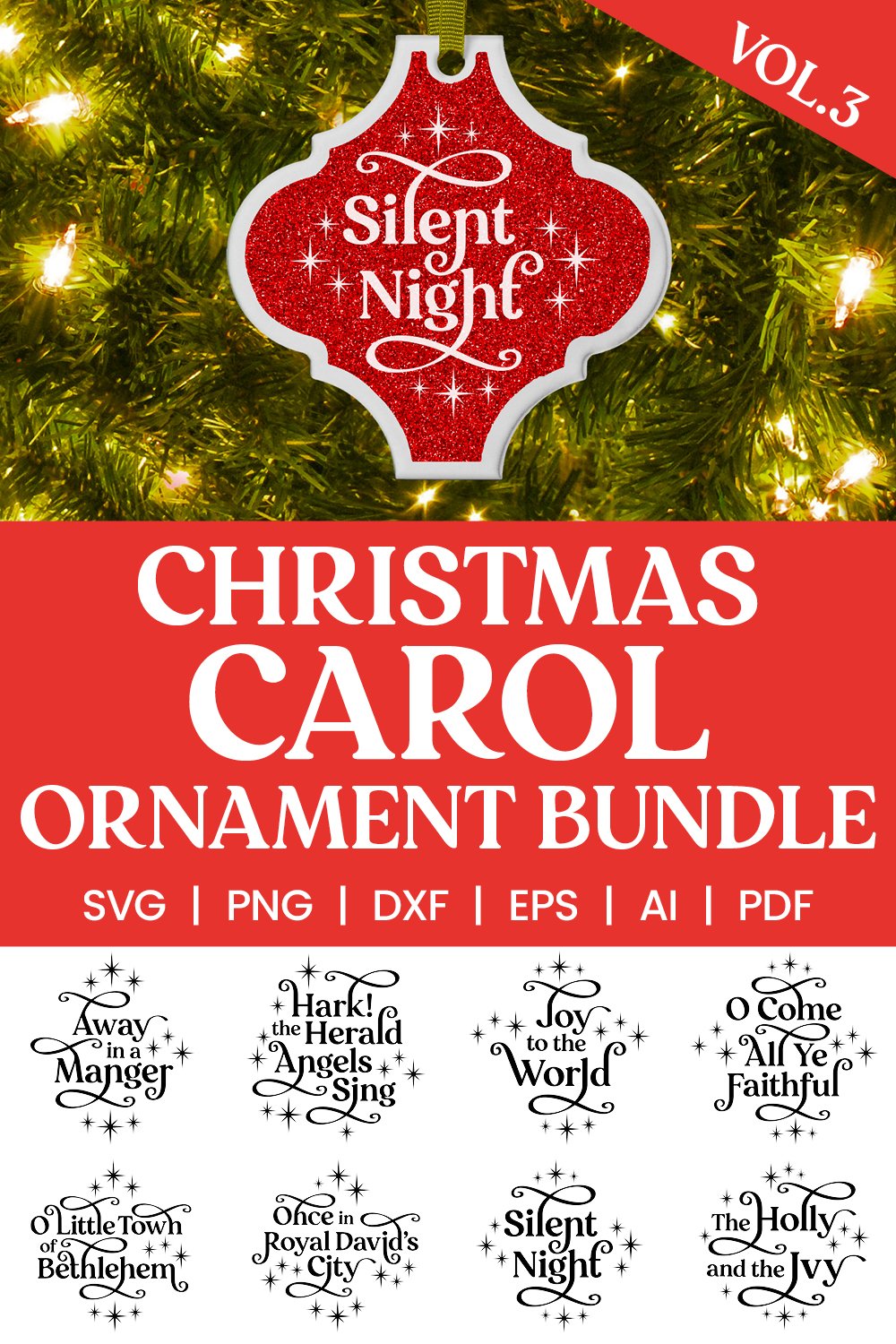 CHRISTMAS CAROL ORNAMENT SVG BUNDLE Vol#3
