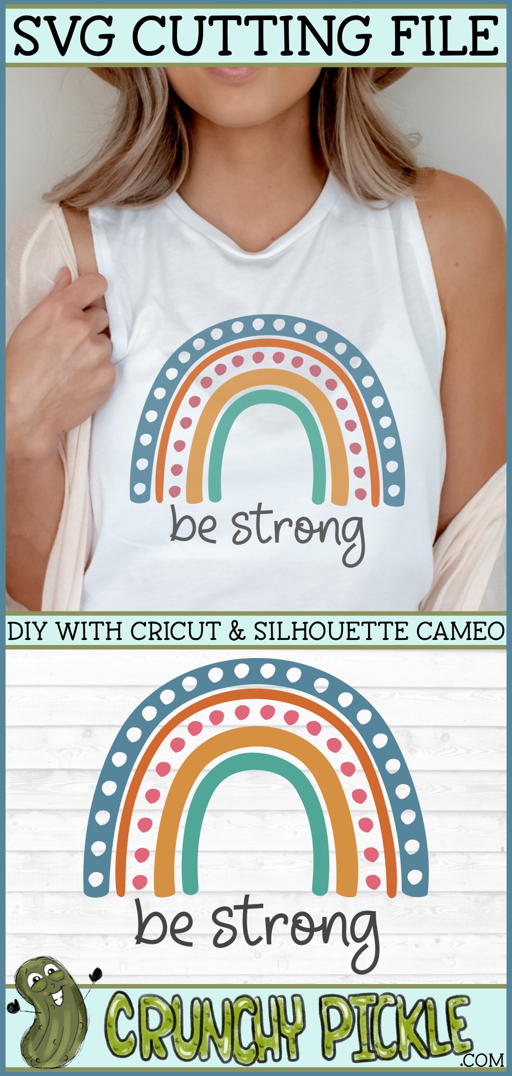 Boho Rainbow - Be Strong Inspirational SVG File