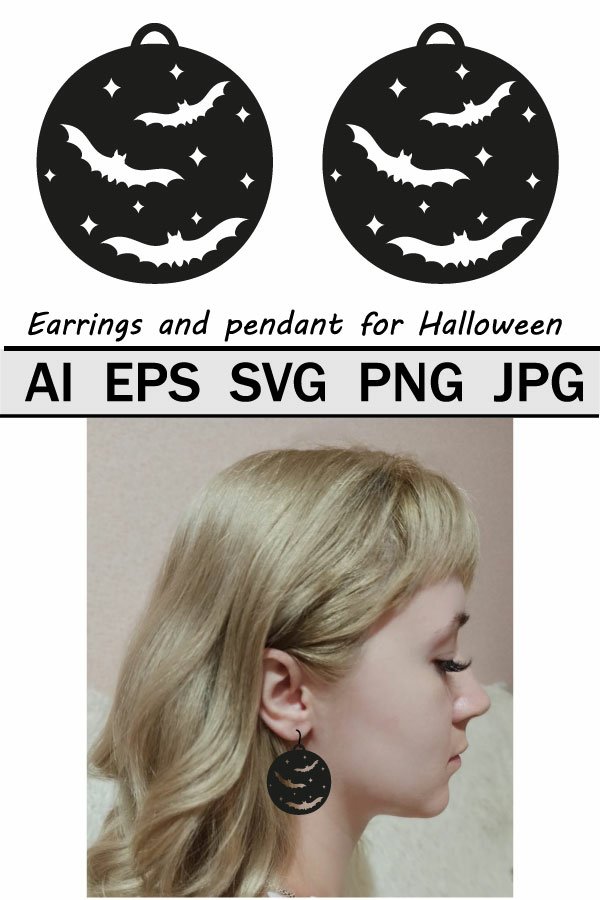 Earrings and pendants for Halloween, svg template (1563324)