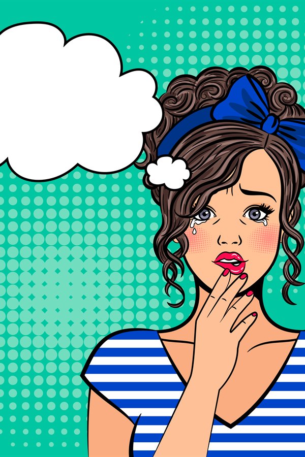 Pop art crying girl