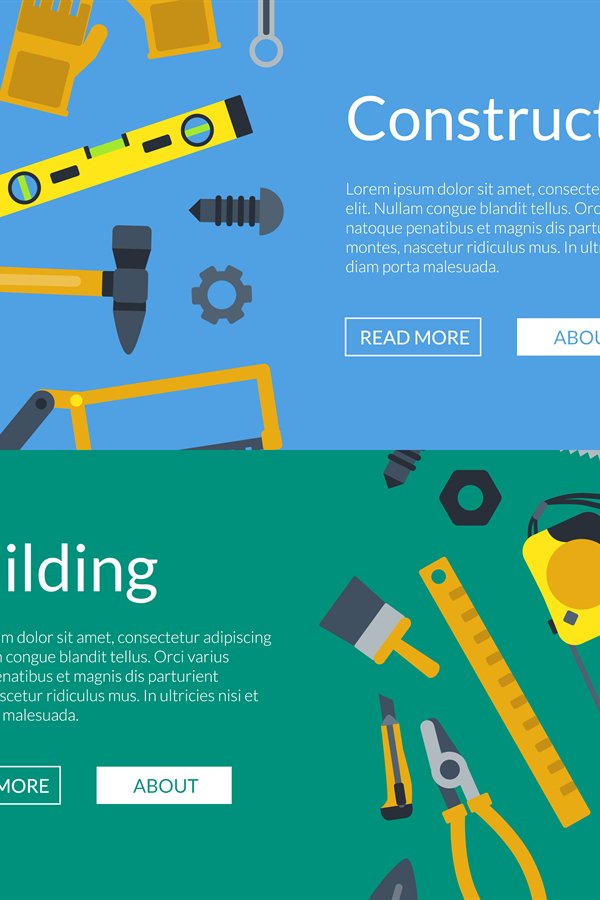 Vector flat construction tools web banner (872082)