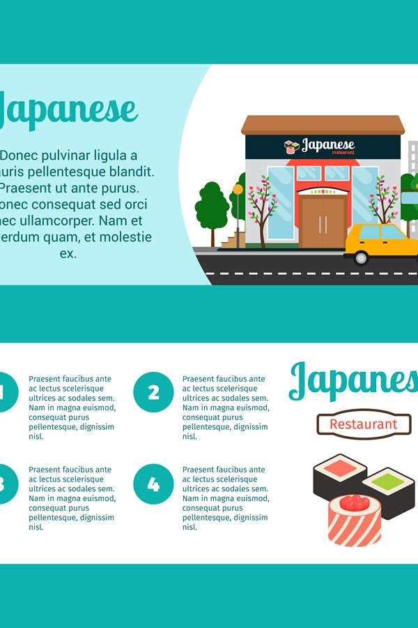 Japanese food shop horizontal flyers