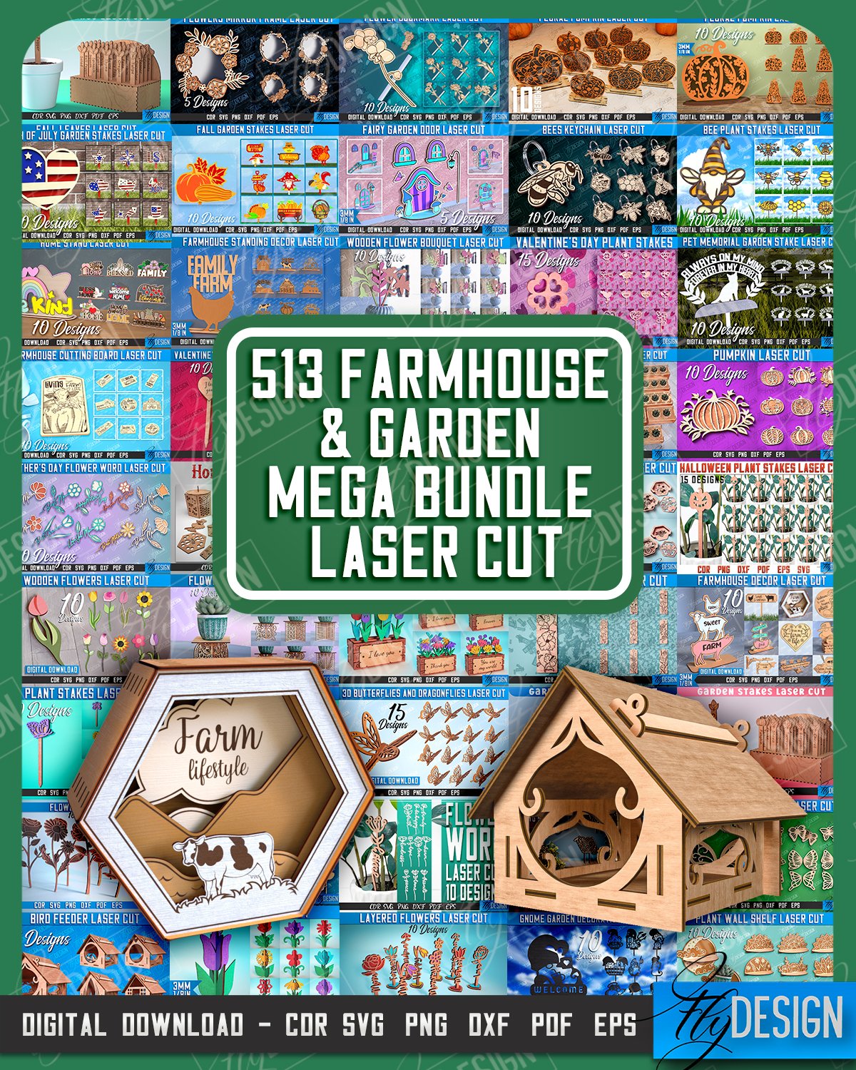 513 Farmhouse & Garden Mega Bundle Laser Cut, Best Seller