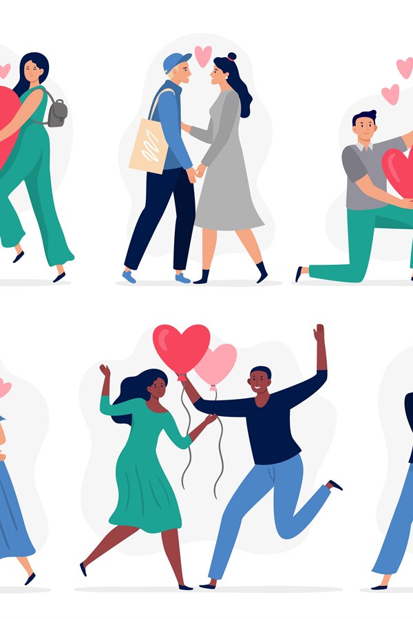 People in love. Vector illustration set. Woman and man