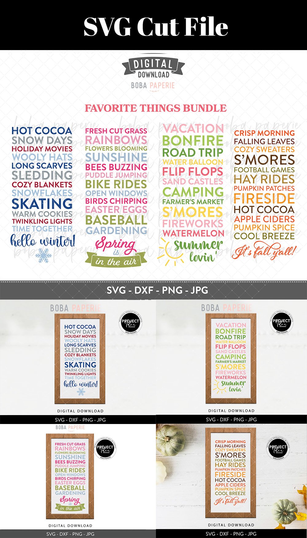 4 seasons SVG bundle | Winter Spring Fall Summer svg