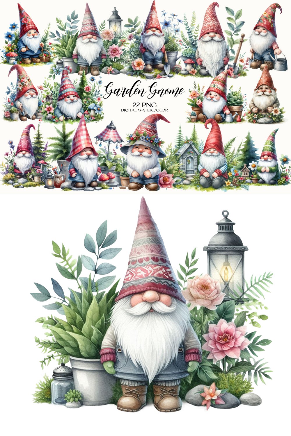Watercolor Garden Gnome Clipart (3531409)