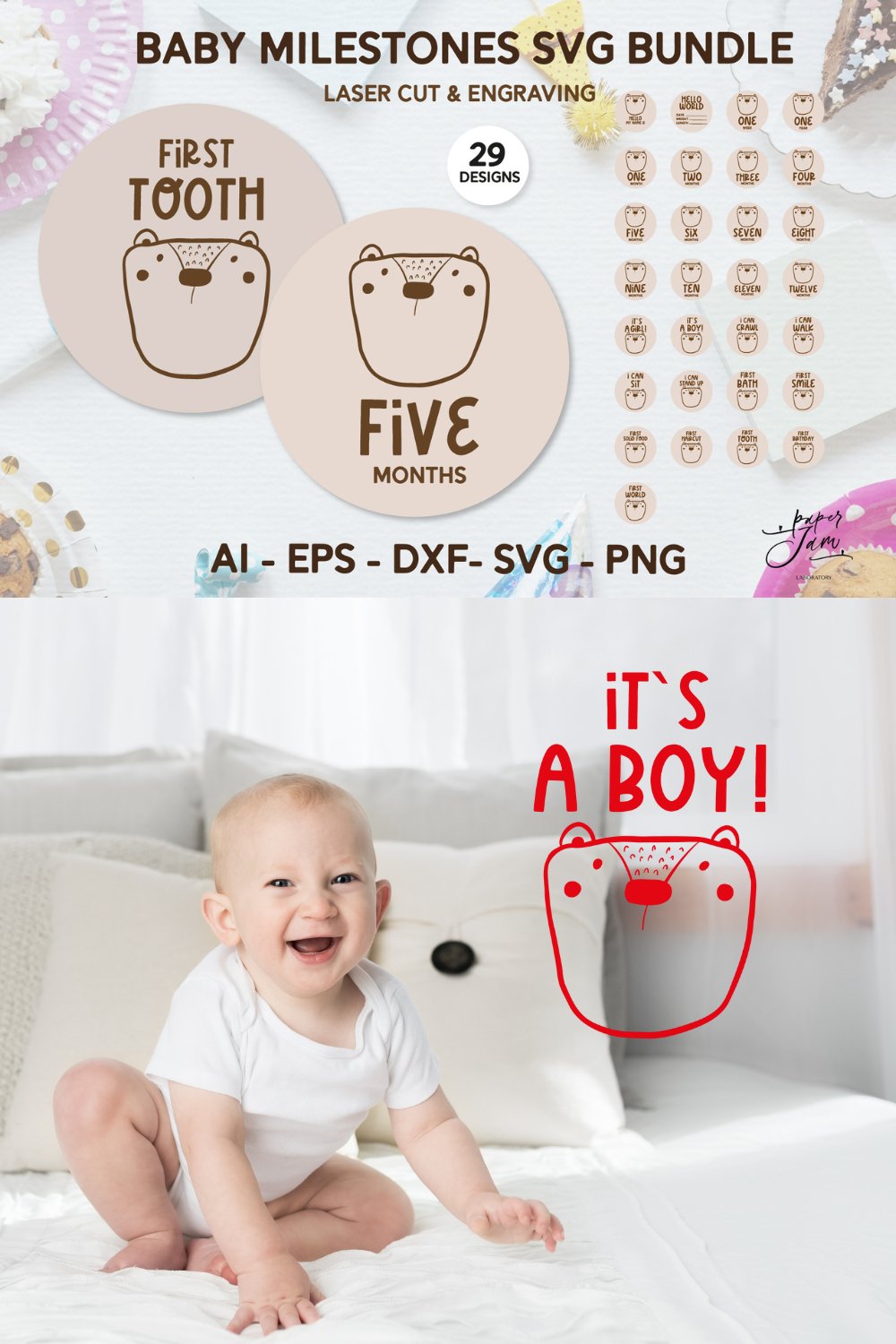 Baby milestones SVG bundle